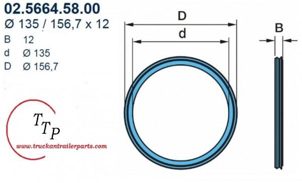 Seal ring 02.5664.58.00 BPW ? 135 / 156.7 x 12
